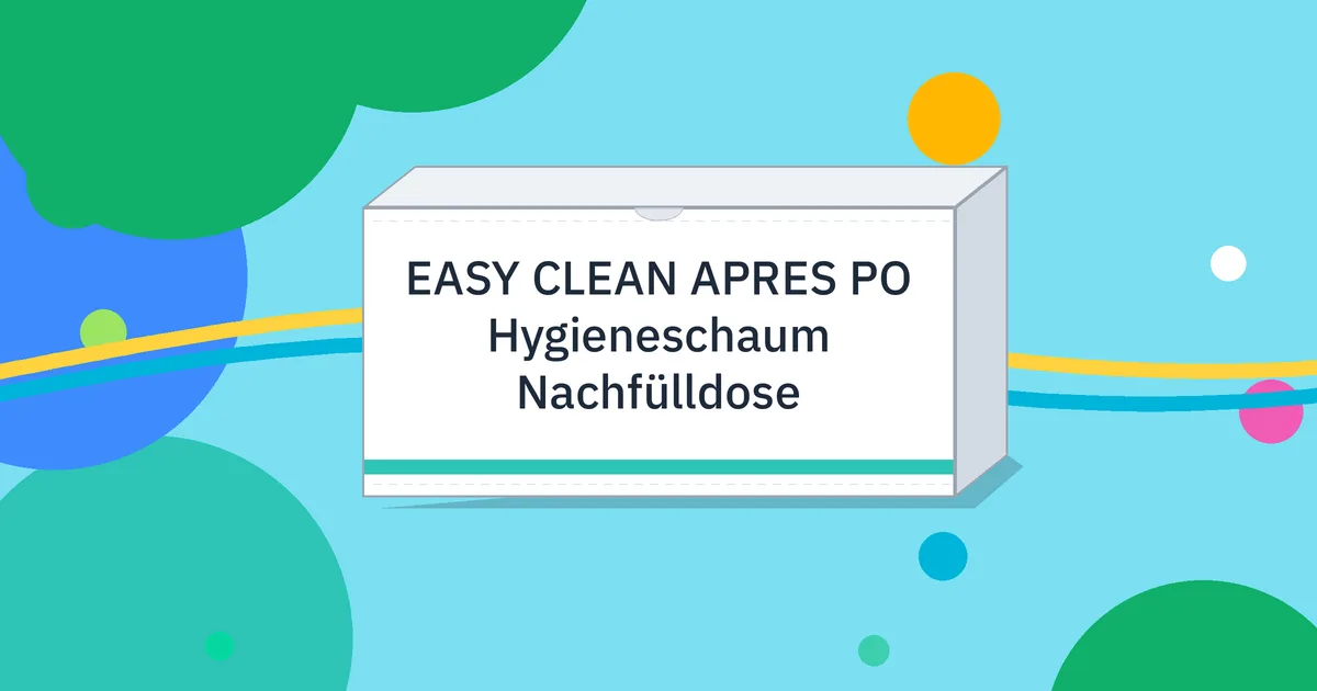 Symbolbild: Packung mit der Aufschrift EASY CLEAN APRES PO Hygieneschaum Nachfülldose (PZN 16002805) – Verfügbarkeit und Bezug in Apotheken in Frankfurt am Main
