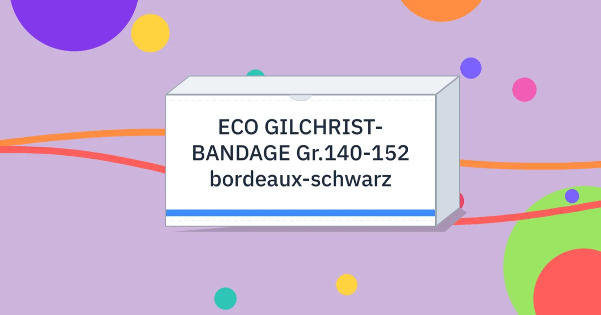 Symbolbild: Packung mit der Aufschrift ECO GILCHRIST-BANDAGE Gr.140-152 bordeaux-schwarz (PZN 14325616) – Verfügbarkeit und Bezug in Apotheken in Frankfurt am Main