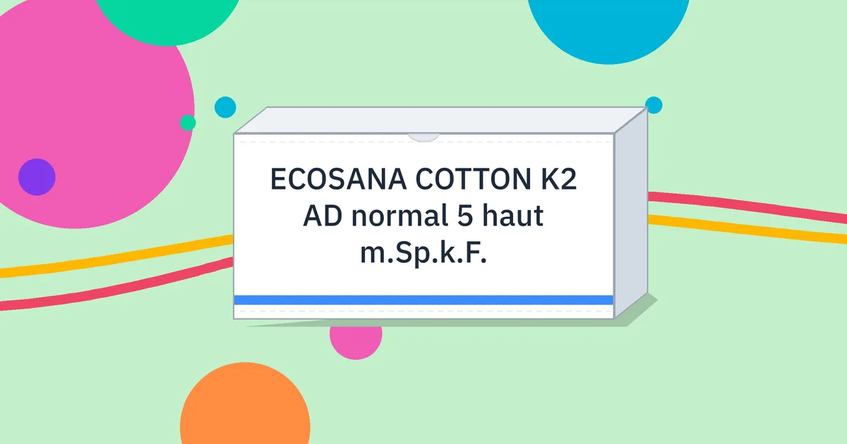 Symbolbild: Packung mit der Aufschrift ECOSANA COTTON K2 AD normal 5 haut m.Sp.k.F. (PZN 16948126) – Verfügbarkeit und Bezug in Apotheken in Frankfurt am Main