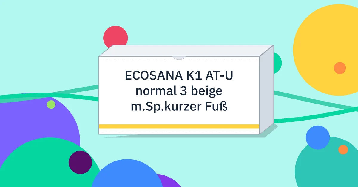 Symbolbild: Packung mit der Aufschrift ECOSANA K1 AT-U normal 3 beige m.Sp.kurzer Fuß (PZN 04733774) – Verfügbarkeit und Bezug in Apotheken in Frankfurt am Main