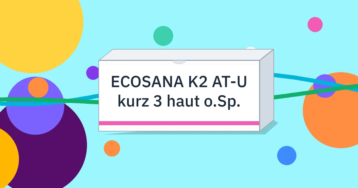 Symbolbild: Packung mit der Aufschrift ECOSANA K2 AT-U kurz 3 haut o.Sp. (PZN 01575754) – Verfügbarkeit und Bezug in Apotheken in Frankfurt am Main