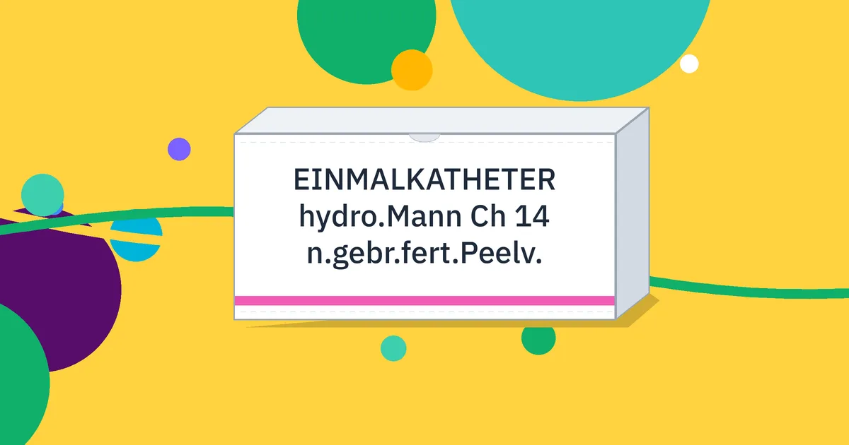 Symbolbild: Packung mit der Aufschrift EINMALKATHETER hydro.Mann Ch 14 n.gebr.fert.Peelv. (PZN 14137168) – Verfügbarkeit und Bezug in Apotheken in Frankfurt am Main