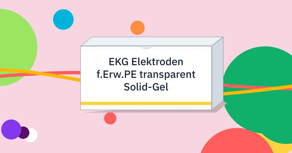 Symbolbild: Packung mit der Aufschrift EKG Elektroden f.Erw.PE transparent Solid-Gel (PZN 03129065) – Verfügbarkeit und Bezug in Apotheken in Frankfurt am Main
