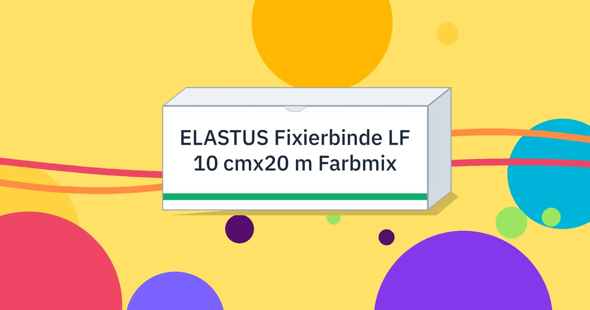Symbolbild: Packung mit der Aufschrift ELASTUS Fixierbinde LF 10 cmx20 m Farbmix (PZN 16678655) – Verfügbarkeit und Bezug in Apotheken in Frankfurt am Main