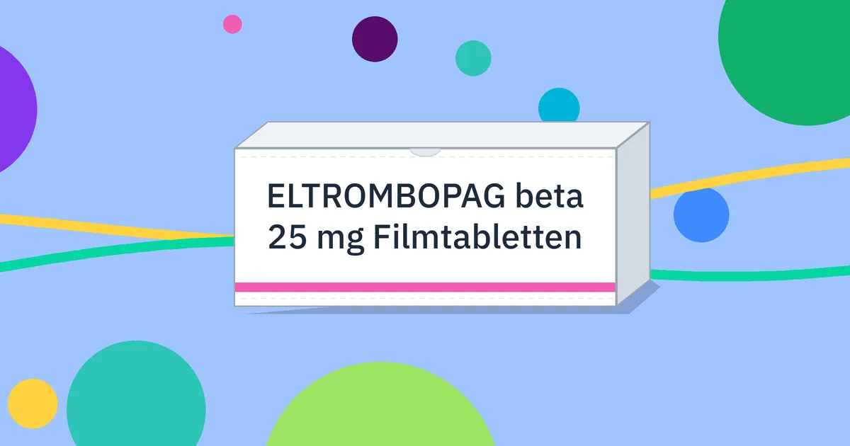 Symbolbild: Packung mit der Aufschrift ELTROMBOPAG beta 25 mg Filmtabletten (PZN 19181487) – Verfügbarkeit und Bezug in Apotheken in Frankfurt am Main