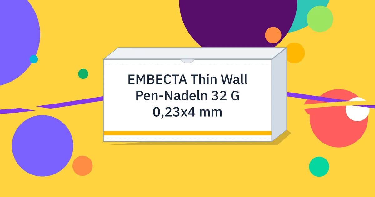 Symbolbild: Packung mit der Aufschrift EMBECTA Thin Wall Pen-Nadeln 32 G 0,23x4 mm (PZN 20623045) – Verfügbarkeit und Bezug in Apotheken in Frankfurt am Main