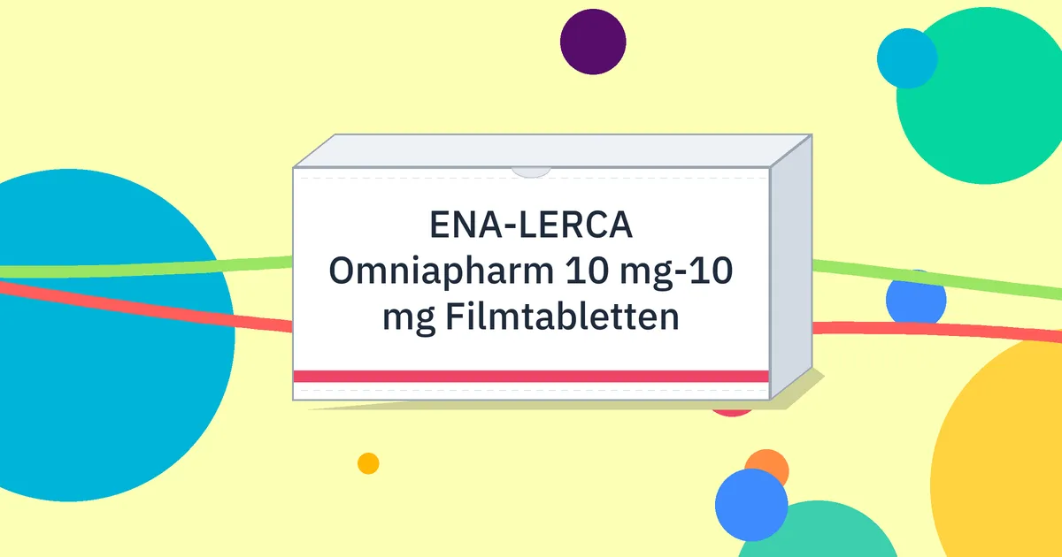 Symbolbild: Packung mit der Aufschrift ENA-LERCA Omniapharm 10 mg-10 mg Filmtabletten (PZN 12420983) – Verfügbarkeit und Bezug in Apotheken in Frankfurt am Main