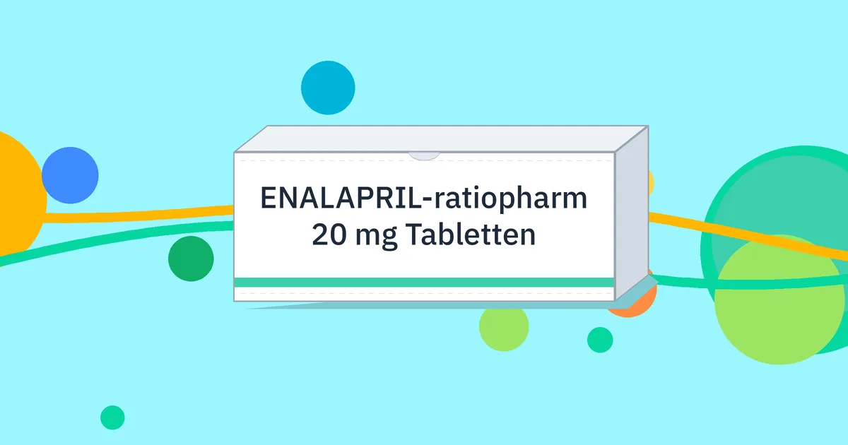 Symbolbild: Packung mit der Aufschrift ENALAPRIL-ratiopharm 20 mg Tabletten (PZN 00638300) – Verfügbarkeit und Bezug in Apotheken in Frankfurt am Main