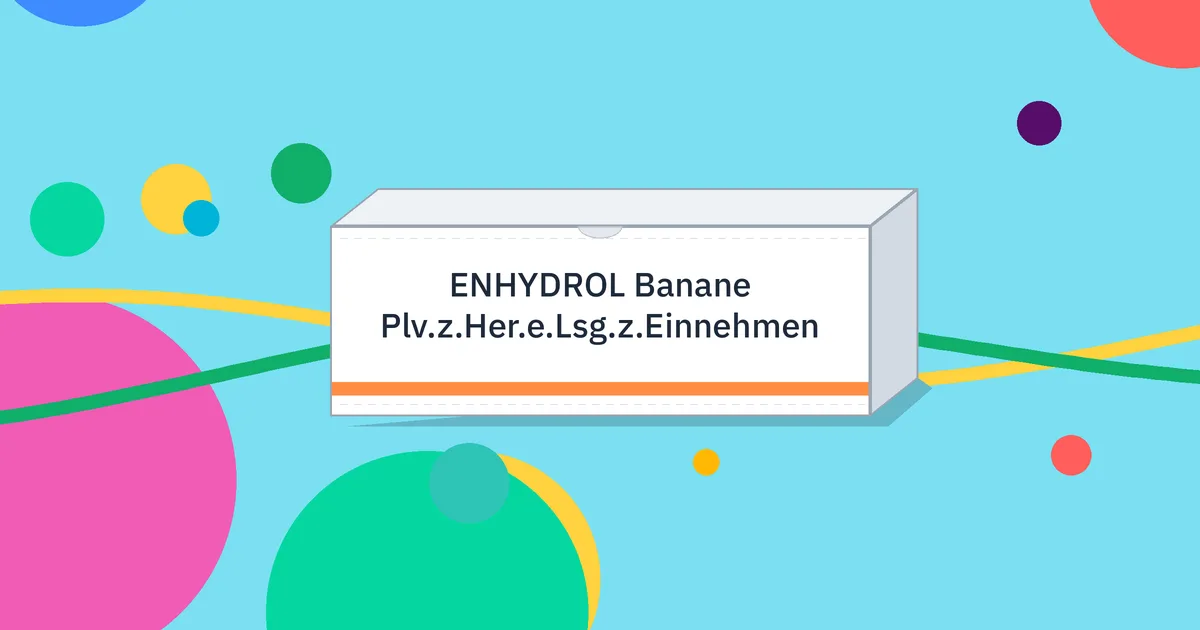 Symbolbild: Packung mit der Aufschrift ENHYDROL Banane Plv.z.Her.e.Lsg.z.Einnehmen (PZN 14181790) – Verfügbarkeit und Bezug in Apotheken in Frankfurt am Main