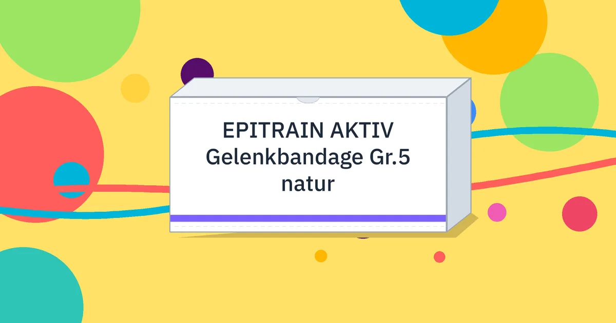 Symbolbild: Packung mit der Aufschrift EPITRAIN AKTIV Gelenkbandage Gr.5 natur (PZN 01286197) – Verfügbarkeit und Bezug in Apotheken in Frankfurt am Main