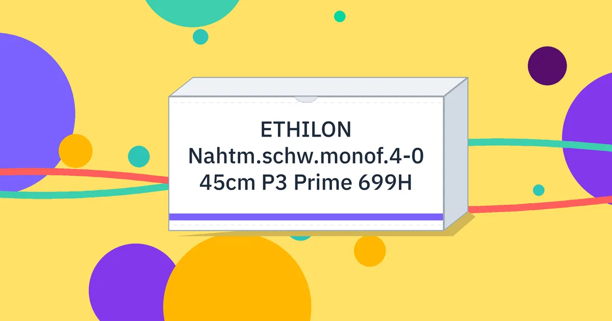 Symbolbild: Packung mit der Aufschrift ETHILON Nahtm.schw.monof.4-0 45cm P3 Prime 699H (PZN 16147337) – Verfügbarkeit und Bezug in Apotheken in Frankfurt am Main
