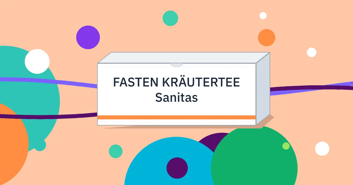 Symbolbild: Packung mit der Aufschrift FASTEN KRÄUTERTEE Sanitas (PZN 00051581) – Verfügbarkeit und Bezug in Apotheken in Frankfurt am Main