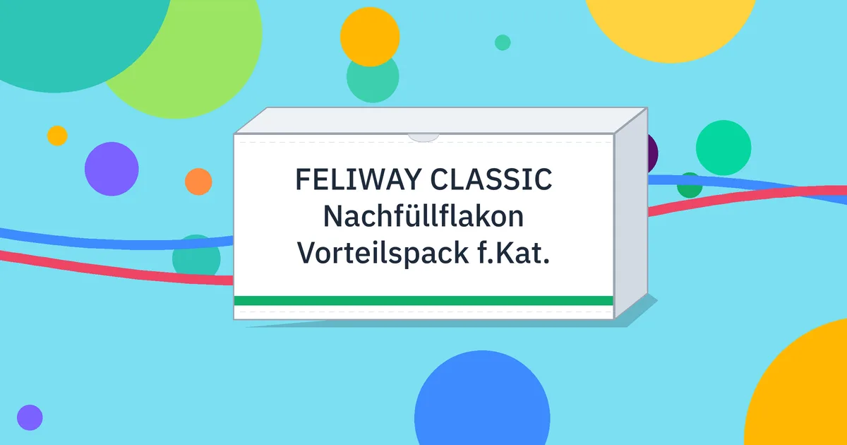 Symbolbild: Packung mit der Aufschrift FELIWAY CLASSIC Nachfüllflakon Vorteilspack f.Kat. (PZN 17364048) – Verfügbarkeit und Bezug in Apotheken in Frankfurt am Main