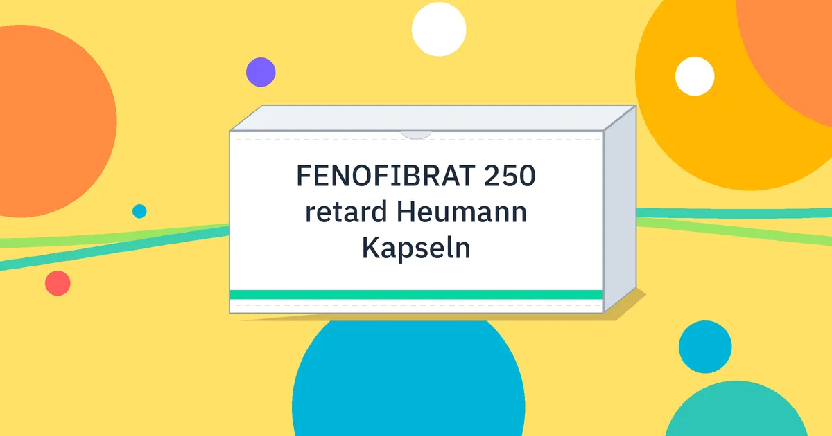 Symbolbild: Packung mit der Aufschrift FENOFIBRAT 250 retard Heumann Kapseln (PZN 08414238) – Verfügbarkeit und Bezug in Apotheken in Frankfurt am Main