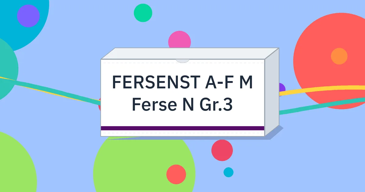 Symbolbild: Packung mit der Aufschrift FERSENST A-F M Ferse N Gr.3 (PZN 01969335) – Verfügbarkeit und Bezug in Apotheken in Frankfurt am Main