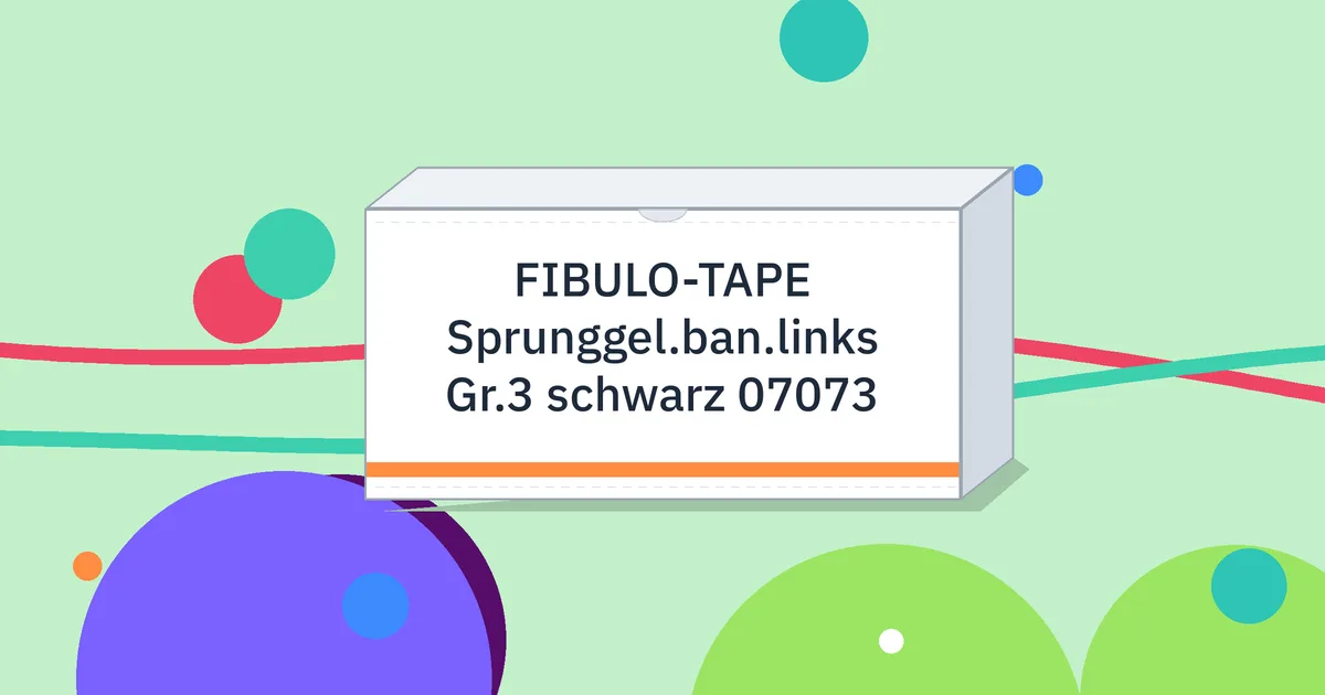 Symbolbild: Packung mit der Aufschrift FIBULO-TAPE Sprunggel.ban.links Gr.3 schwarz 07073 (PZN 05543188) – Verfügbarkeit und Bezug in Apotheken in Frankfurt am Main