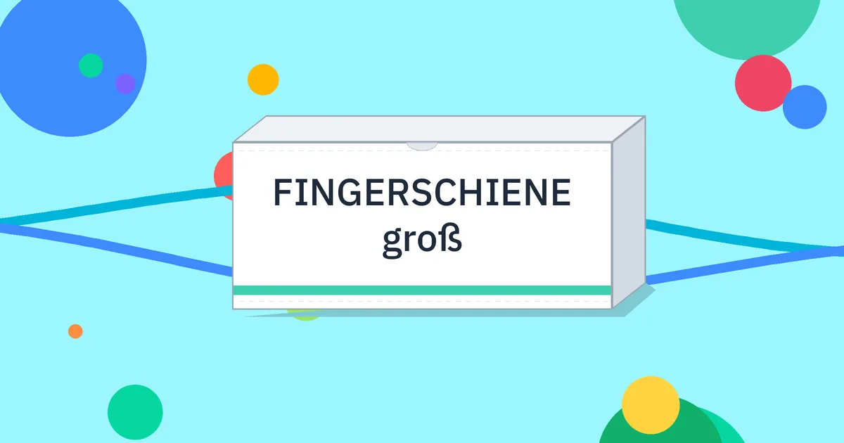 Symbolbild: Packung mit der Aufschrift FINGERSCHIENE groß (PZN 02639060) – Verfügbarkeit und Bezug in Apotheken in Frankfurt am Main