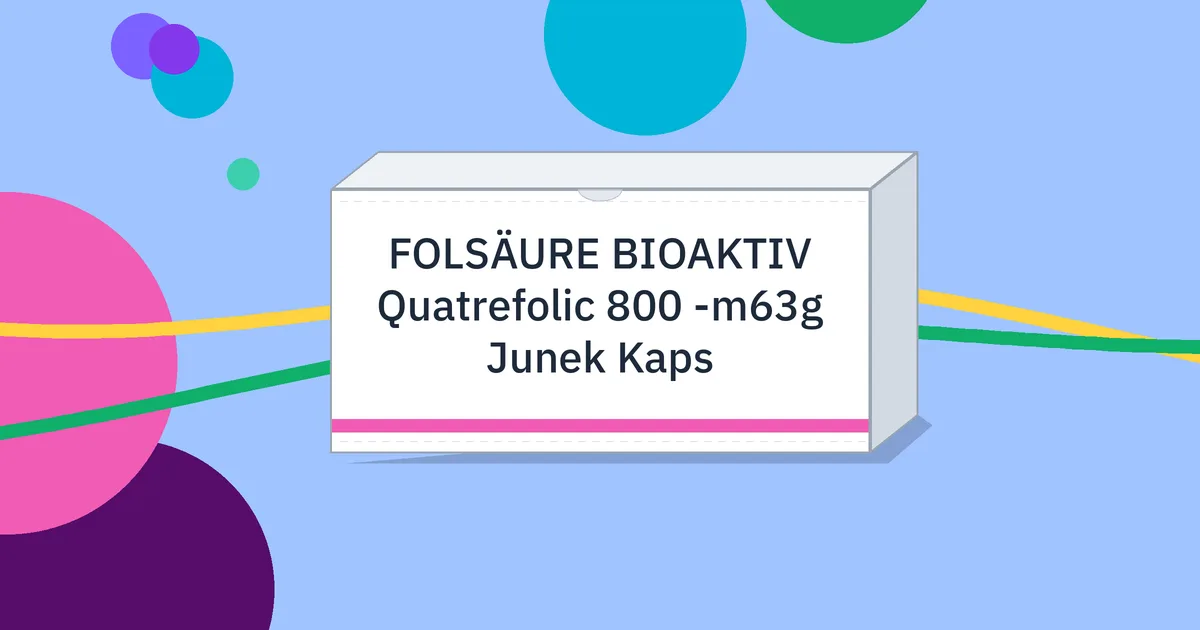 Symbolbild: Packung mit der Aufschrift FOLSÄURE BIOAKTIV Quatrefolic 800 -m63g Junek Kaps (PZN 18311019) – Verfügbarkeit und Bezug in Apotheken in Frankfurt am Main