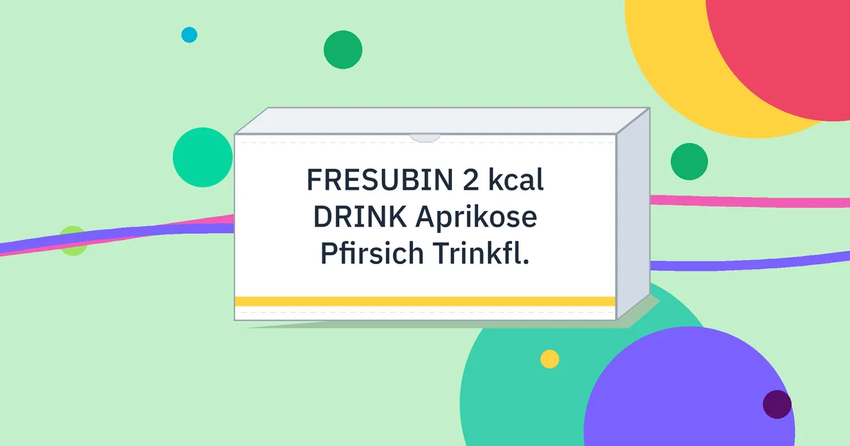 Symbolbild: Packung mit der Aufschrift FRESUBIN 2 kcal DRINK Aprikose Pfirsich Trinkfl. (PZN 06470451) – Verfügbarkeit und Bezug in Apotheken in Frankfurt am Main
