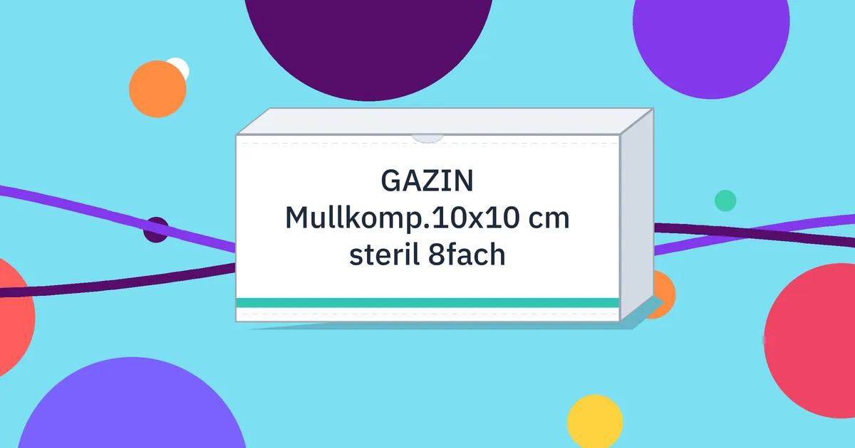 Symbolbild: Packung mit der Aufschrift GAZIN Mullkomp.10x10 cm steril 8fach (PZN 14444054) – Verfügbarkeit und Bezug in Apotheken in Frankfurt am Main