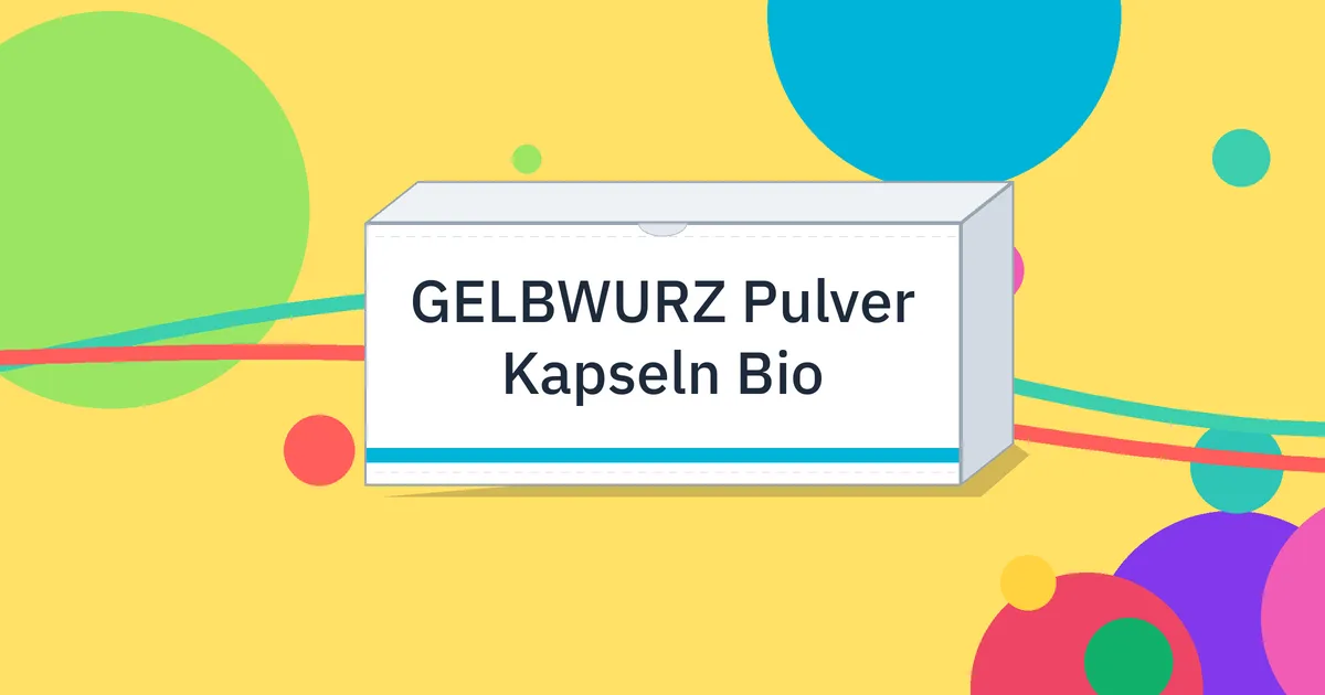 Symbolbild: Packung mit der Aufschrift GELBWURZ Pulver Kapseln Bio (PZN 12648686) – Verfügbarkeit und Bezug in Apotheken in Frankfurt am Main