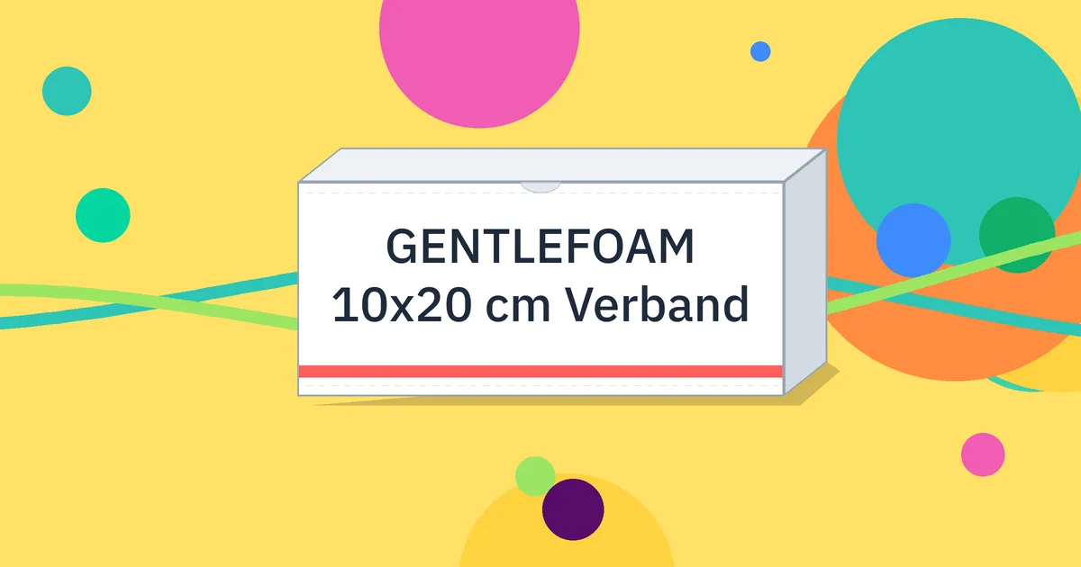 Symbolbild: Packung mit der Aufschrift GENTLEFOAM 10x20 cm Verband (PZN 19721015) – Verfügbarkeit und Bezug in Apotheken in Frankfurt am Main