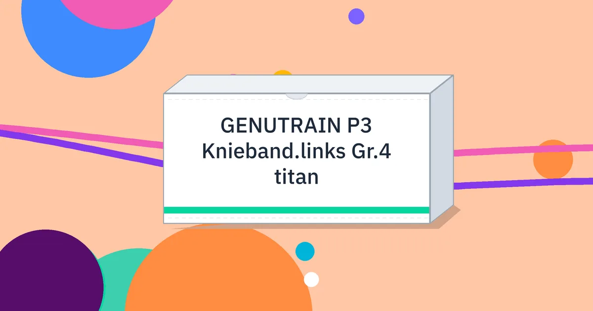 Symbolbild: Packung mit der Aufschrift GENUTRAIN P3 Knieband.links Gr.4 titan (PZN 01285192) – Verfügbarkeit und Bezug in Apotheken in Frankfurt am Main