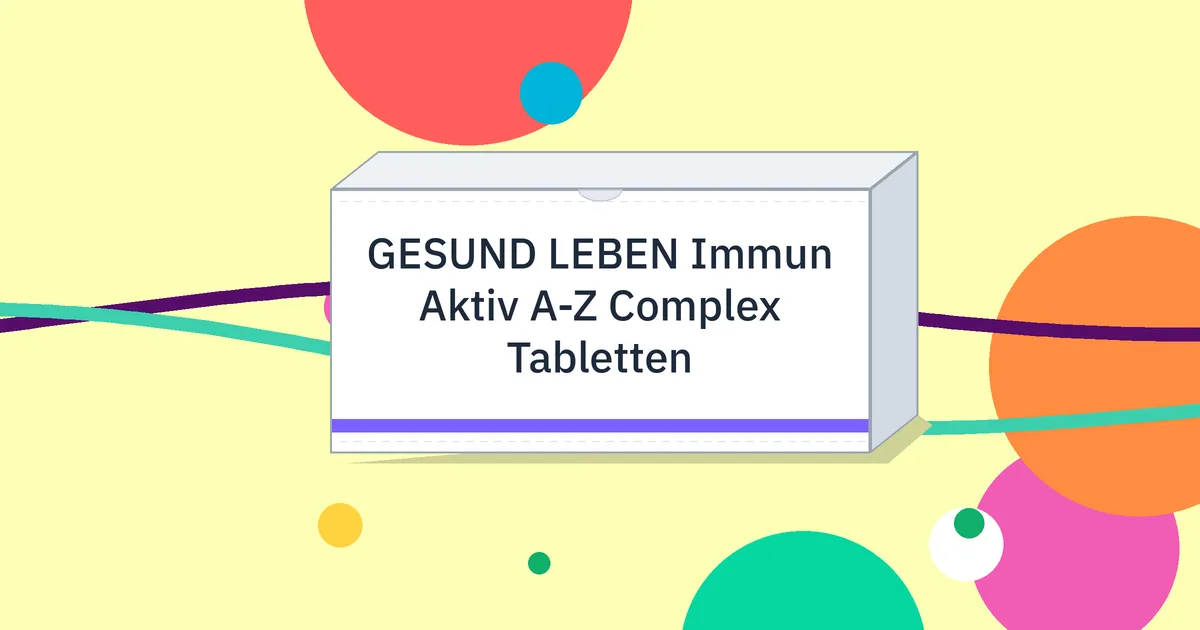 Symbolbild: Packung mit der Aufschrift GESUND LEBEN Immun Aktiv A-Z Complex Tabletten (PZN 18771672) – Verfügbarkeit und Bezug in Apotheken in Frankfurt am Main