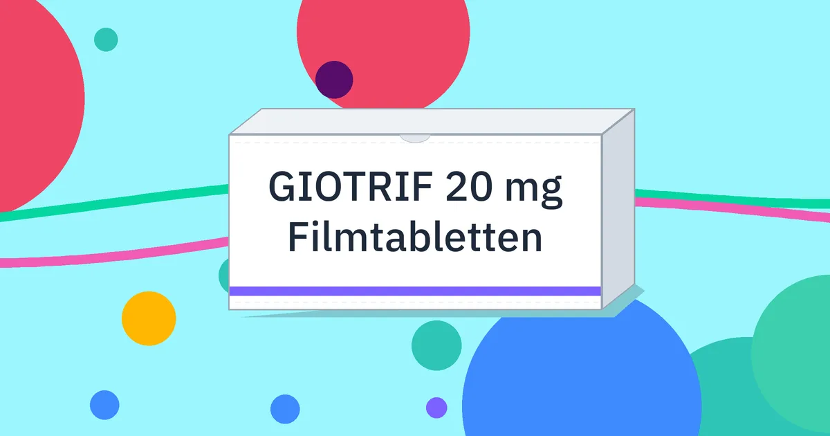 Symbolbild: Packung mit der Aufschrift GIOTRIF 20 mg Filmtabletten (PZN 16170069) – Verfügbarkeit und Bezug in Apotheken in Frankfurt am Main