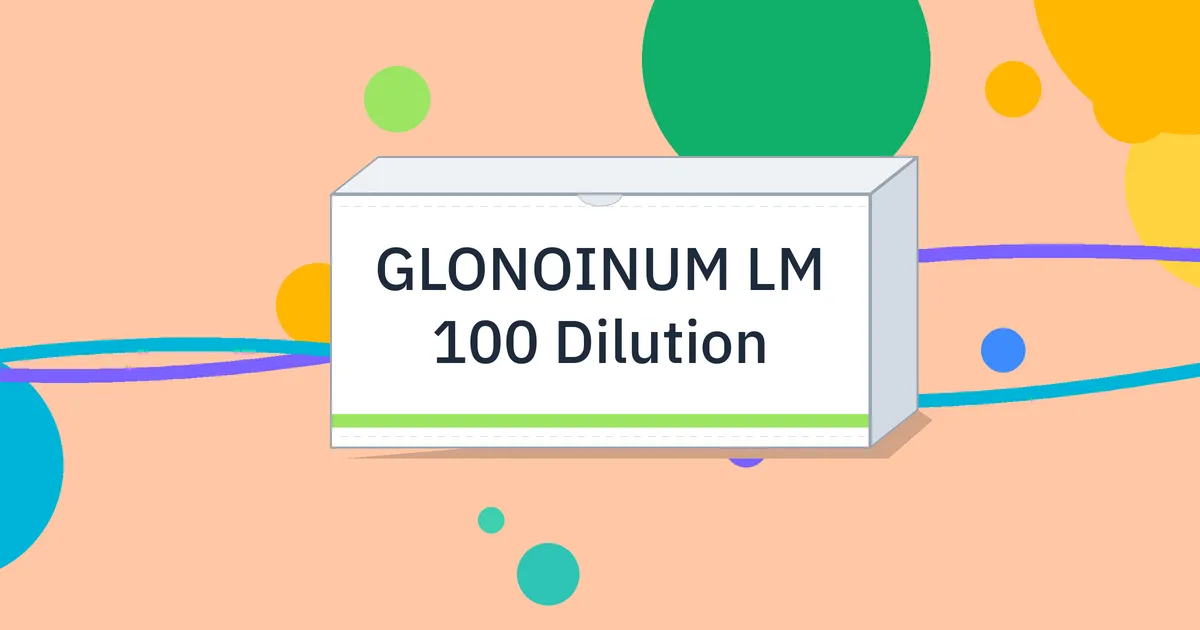 Symbolbild: Packung mit der Aufschrift GLONOINUM LM 100 Dilution (PZN 12879233) – Verfügbarkeit und Bezug in Apotheken in Frankfurt am Main