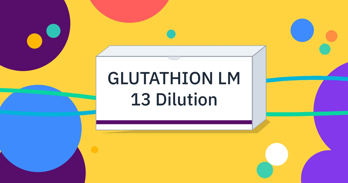 Symbolbild: Packung mit der Aufschrift GLUTATHION LM 13 Dilution (PZN 12879888) – Verfügbarkeit und Bezug in Apotheken in Frankfurt am Main