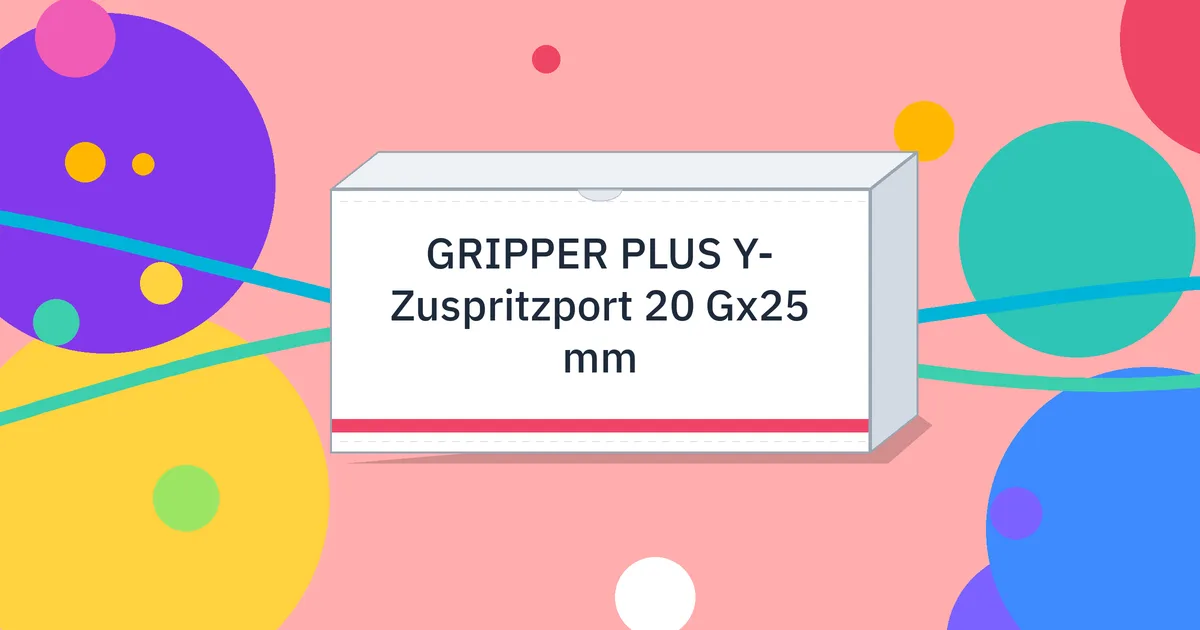 Symbolbild: Packung mit der Aufschrift GRIPPER PLUS Y-Zuspritzport 20 Gx25 mm (PZN 09676130) – Verfügbarkeit und Bezug in Apotheken in Frankfurt am Main