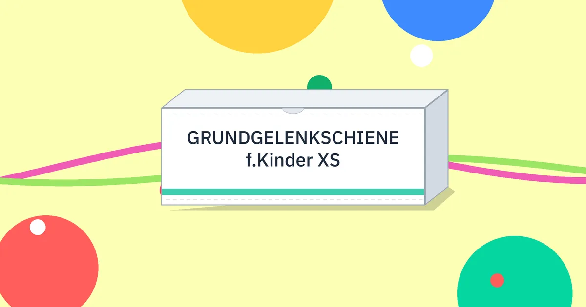 Symbolbild: Packung mit der Aufschrift GRUNDGELENKSCHIENE f.Kinder XS (PZN 02072021) – Verfügbarkeit und Bezug in Apotheken in Frankfurt am Main