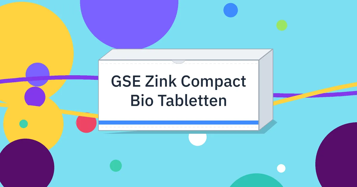 Symbolbild: Packung mit der Aufschrift GSE Zink Compact Bio Tabletten (PZN 12477457) – Verfügbarkeit und Bezug in Apotheken in Frankfurt am Main