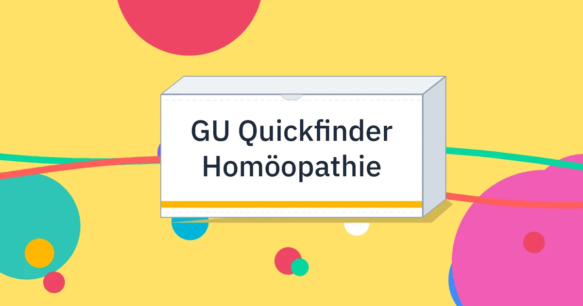 Symbolbild: Packung mit der Aufschrift GU Quickfinder Homöopathie (PZN 14257122) – Verfügbarkeit und Bezug in Apotheken in Frankfurt am Main