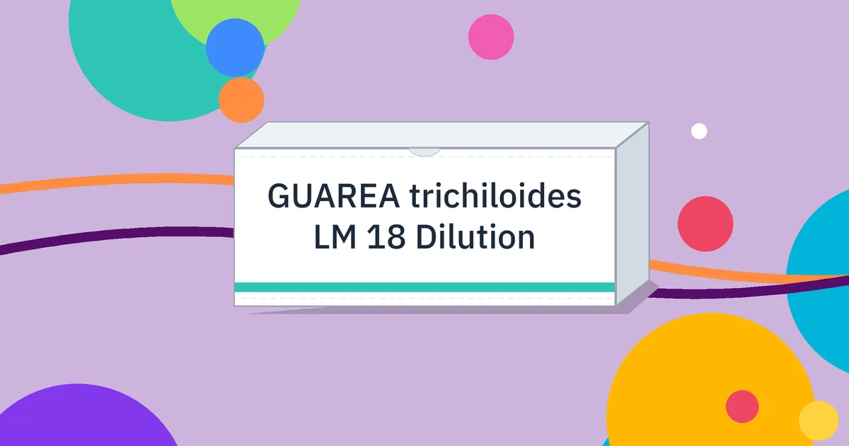 Symbolbild: Packung mit der Aufschrift GUAREA trichiloides LM 18 Dilution (PZN 13548478) – Verfügbarkeit und Bezug in Apotheken in Frankfurt am Main