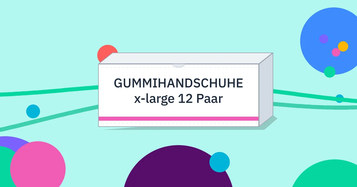 Symbolbild: Packung mit der Aufschrift GUMMIHANDSCHUHE x-large 12 Paar (PZN 11376122) – Verfügbarkeit und Bezug in Apotheken in Frankfurt am Main