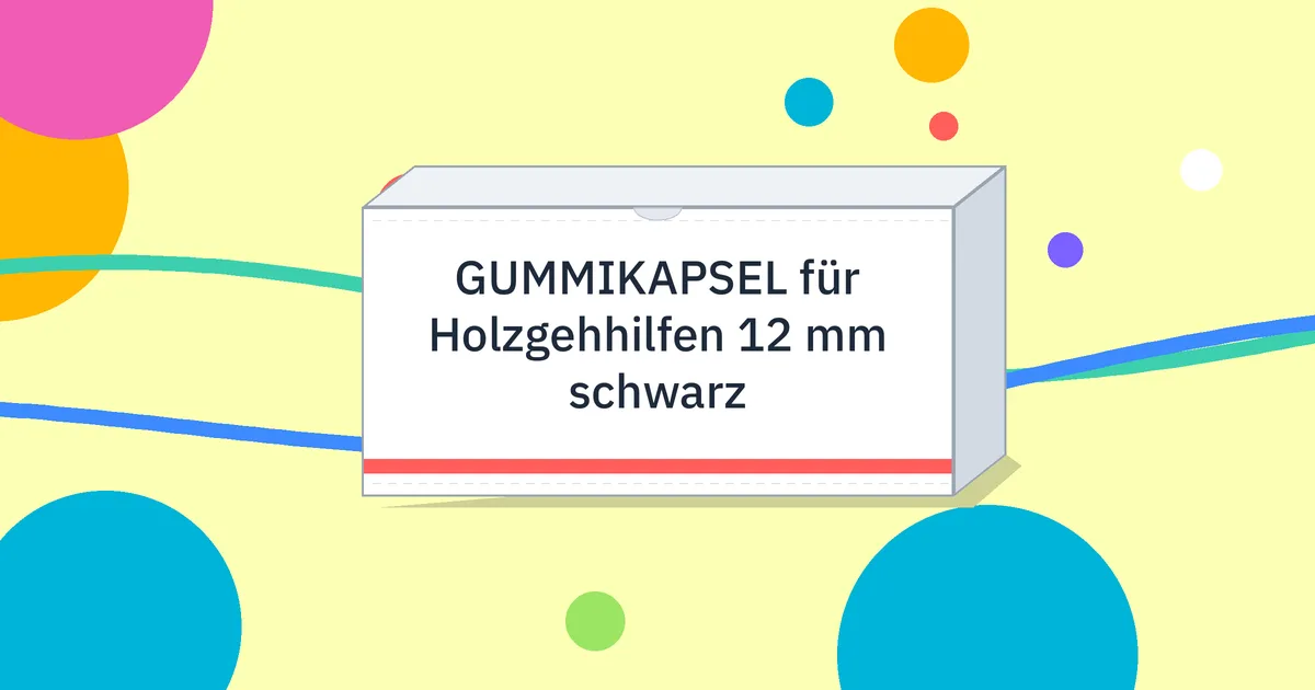 Symbolbild: Packung mit der Aufschrift GUMMIKAPSEL für Holzgehhilfen 12 mm schwarz (PZN 14213573) – Verfügbarkeit und Bezug in Apotheken in Frankfurt am Main