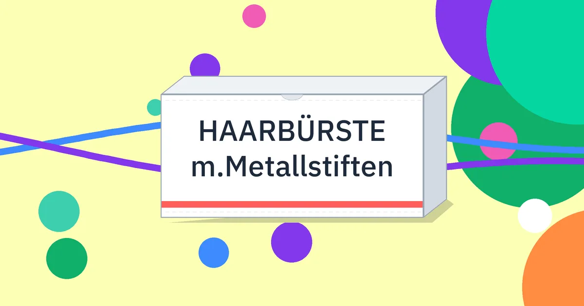 Symbolbild: Packung mit der Aufschrift HAARBÜRSTE m.Metallstiften (PZN 19298479) – Verfügbarkeit und Bezug in Apotheken in Frankfurt am Main