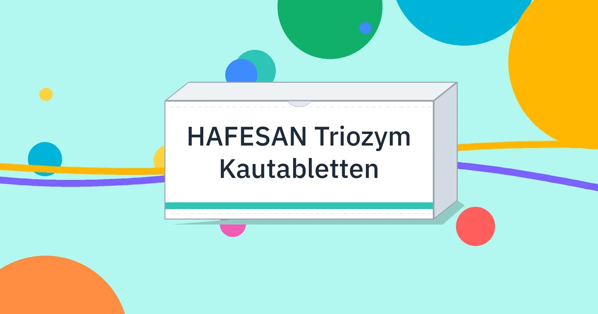 Symbolbild: Packung mit der Aufschrift HAFESAN Triozym Kautabletten (PZN 09487481) – Verfügbarkeit und Bezug in Apotheken in Frankfurt am Main