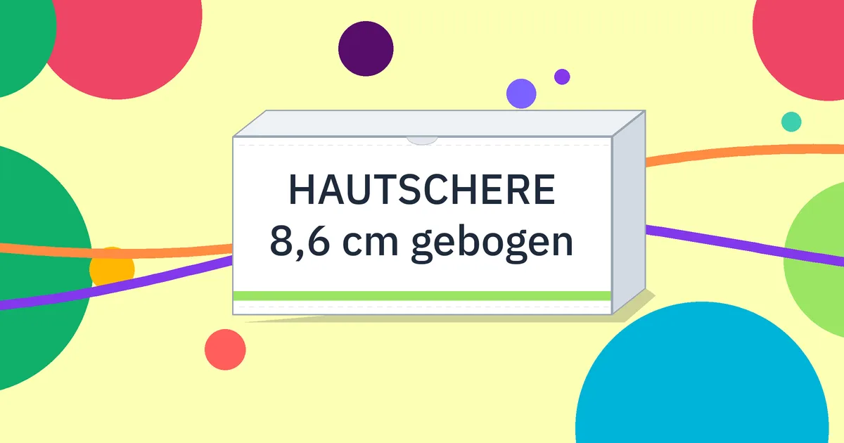Symbolbild: Packung mit der Aufschrift HAUTSCHERE 8,6 cm gebogen (PZN 14155172) – Verfügbarkeit und Bezug in Apotheken in Frankfurt am Main