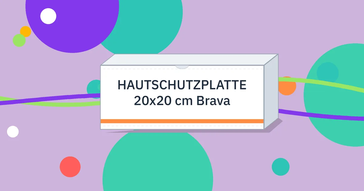 Symbolbild: Packung mit der Aufschrift HAUTSCHUTZPLATTE 20x20 cm Brava (PZN 16016500) – Verfügbarkeit und Bezug in Apotheken in Frankfurt am Main