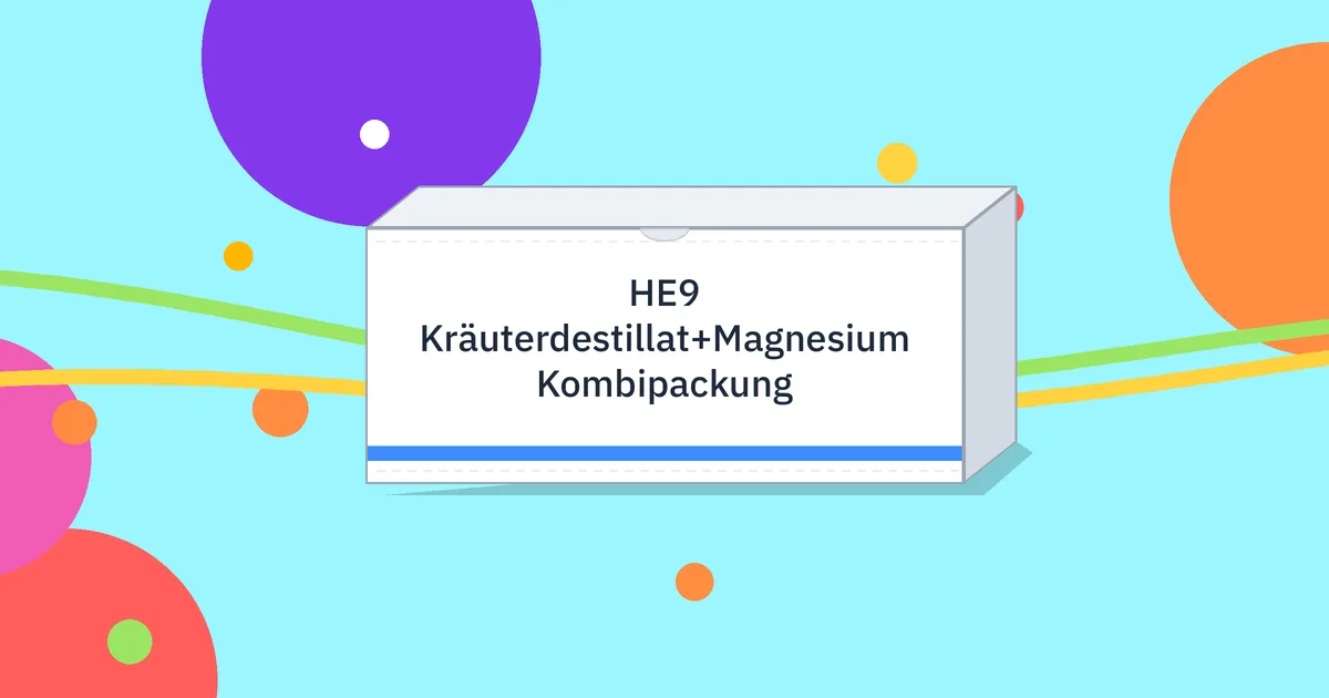 Symbolbild: Packung mit der Aufschrift HE9 Kräuterdestillat+Magnesium Kombipackung (PZN 07046235) – Verfügbarkeit und Bezug in Apotheken in Frankfurt am Main