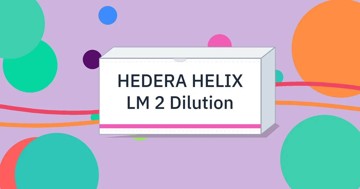 Symbolbild: Packung mit der Aufschrift HEDERA HELIX LM 2 Dilution (PZN 12885216) – Verfügbarkeit und Bezug in Apotheken in Frankfurt am Main