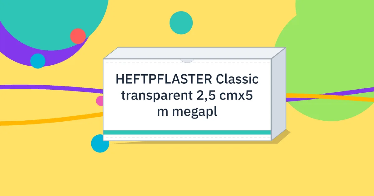 Symbolbild: Packung mit der Aufschrift HEFTPFLASTER Classic transparent 2,5 cmx5 m megapl (PZN 16500845) – Verfügbarkeit und Bezug in Apotheken in Frankfurt am Main