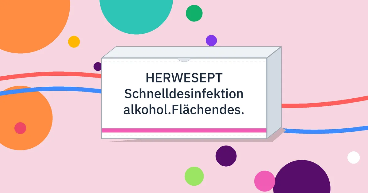 Symbolbild: Packung mit der Aufschrift HERWESEPT Schnelldesinfektion alkohol.Flächendes. (PZN 13353409) – Verfügbarkeit und Bezug in Apotheken in Frankfurt am Main