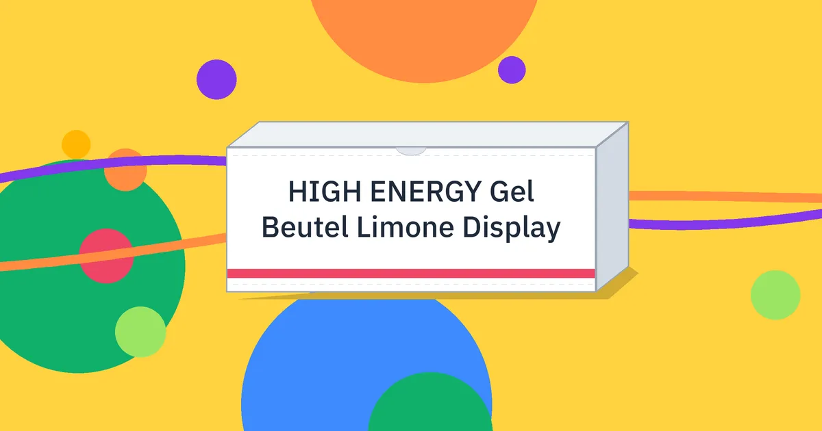 Symbolbild: Packung mit der Aufschrift HIGH ENERGY Gel Beutel Limone Display (PZN 19688536) – Verfügbarkeit und Bezug in Apotheken in Frankfurt am Main