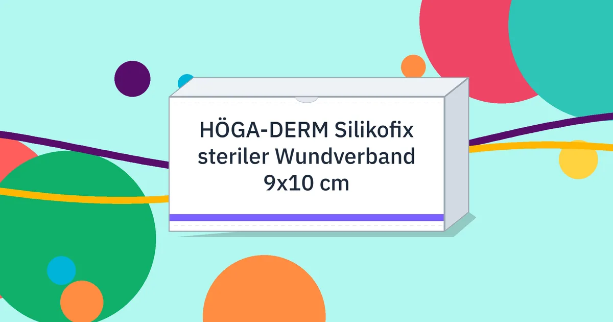 Symbolbild: Packung mit der Aufschrift HÖGA-DERM Silikofix steriler Wundverband 9x10 cm (PZN 13587969) – Verfügbarkeit und Bezug in Apotheken in Frankfurt am Main