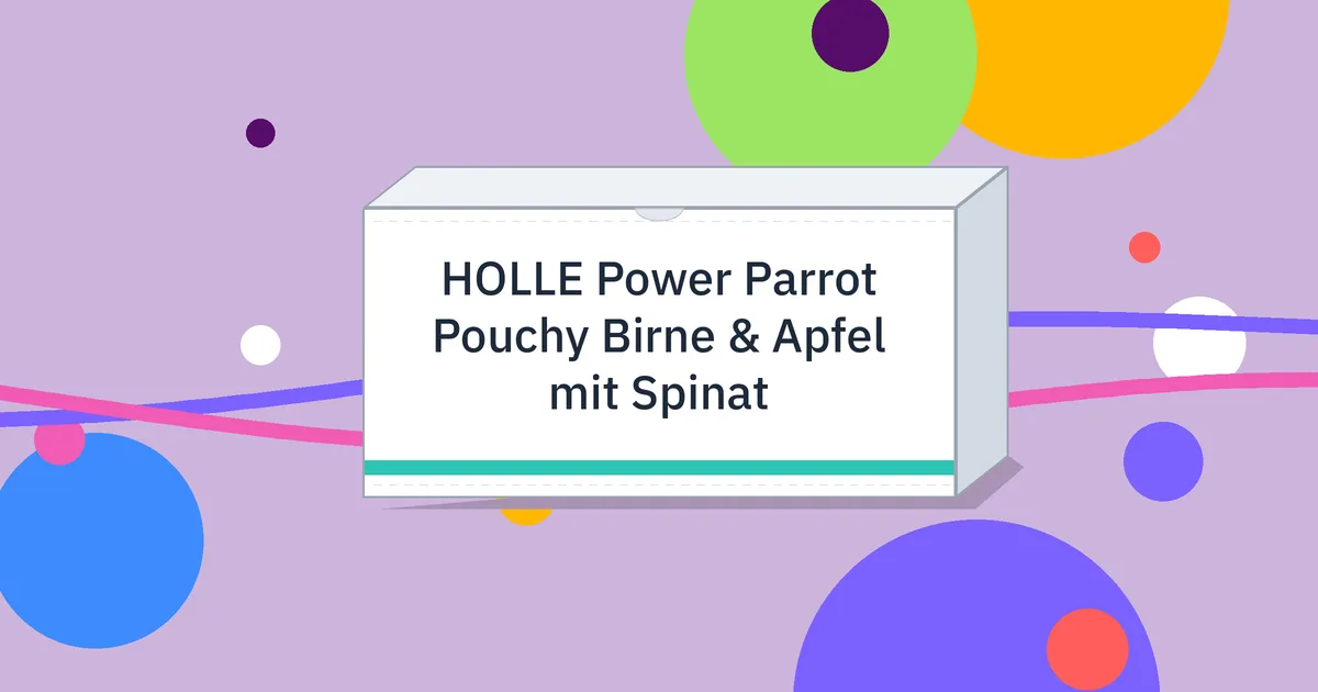 Symbolbild: Packung mit der Aufschrift HOLLE Power Parrot Pouchy Birne & Apfel mit Spinat (PZN 15234614) – Verfügbarkeit und Bezug in Apotheken in Frankfurt am Main