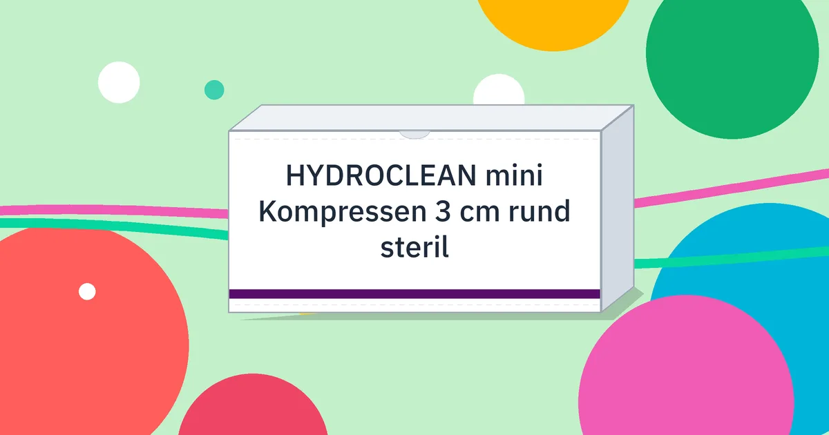 Symbolbild: Packung mit der Aufschrift HYDROCLEAN mini Kompressen 3 cm rund steril (PZN 18265785) – Verfügbarkeit und Bezug in Apotheken in Frankfurt am Main